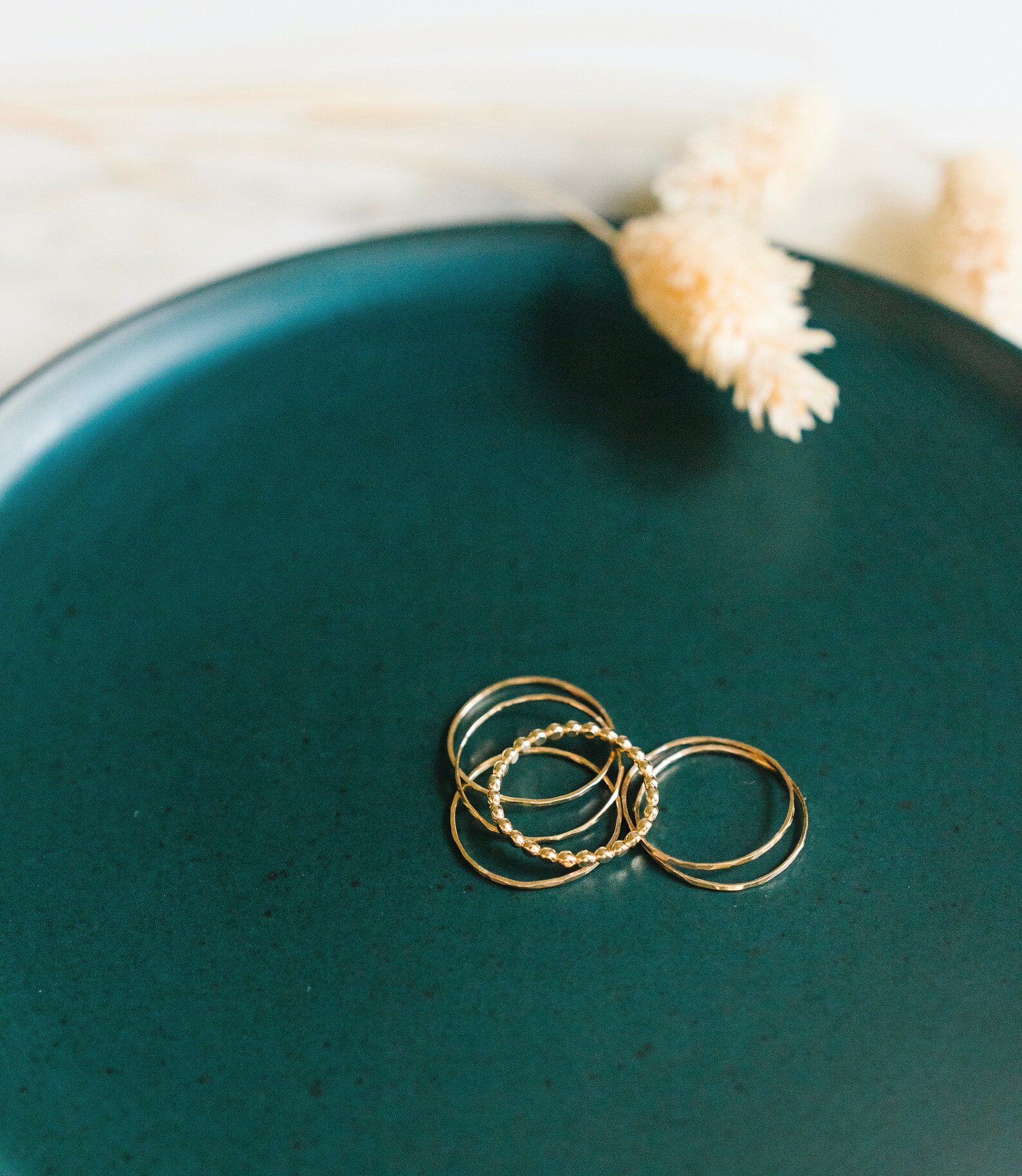 14k Gold-Filled Stacking Rings Thin Textured Gold Ring Set | Etsy