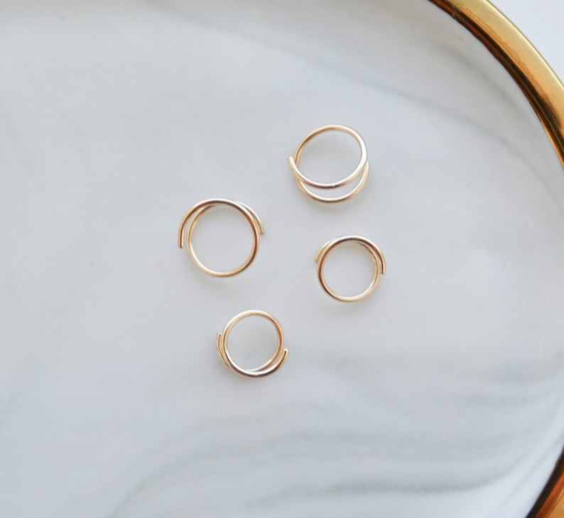 14k Gold Filled Spiral Hoop Small Hoop Earrings Backless - Etsy