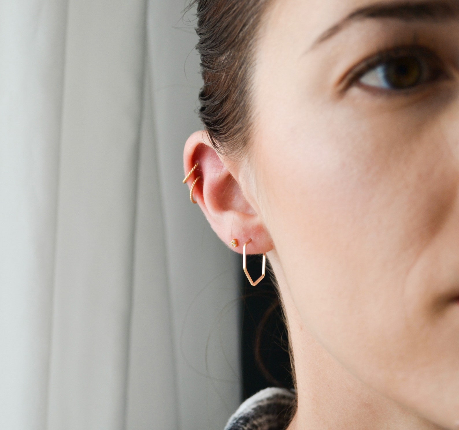 14K Gold Filled Hexagon Hoops Small Hoop Earrings Hexagon - Etsy