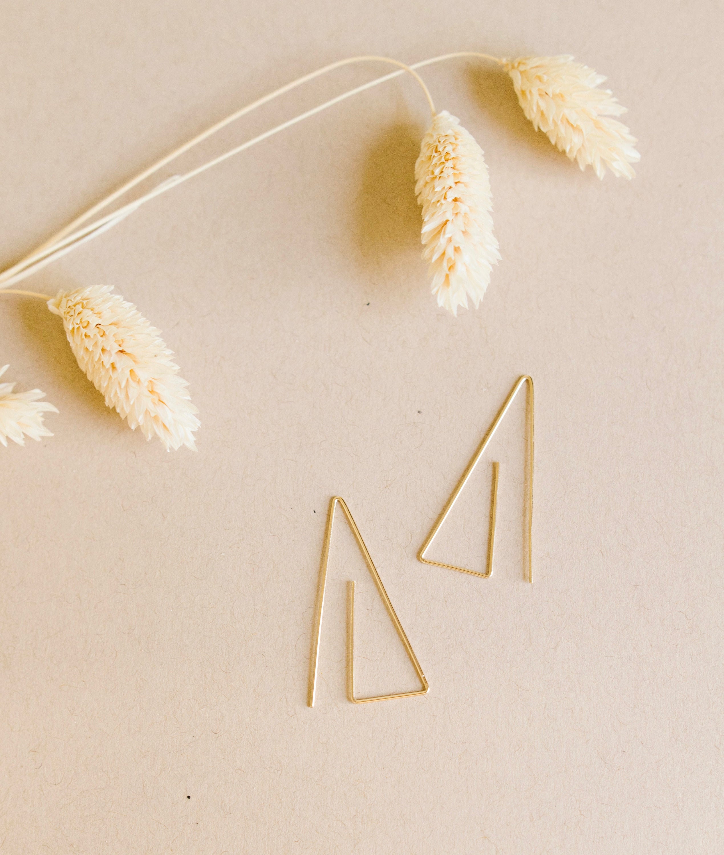 14k Gold Filled Triangle Threader Earrings Geometric - Etsy