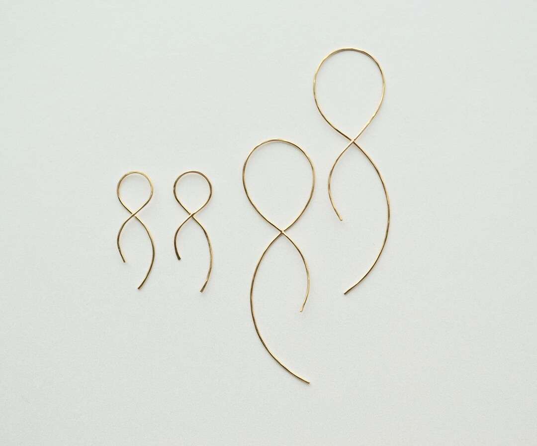 14k Gold Filled Threader Earrings: Twisted Wire Open Hoops - Etsy