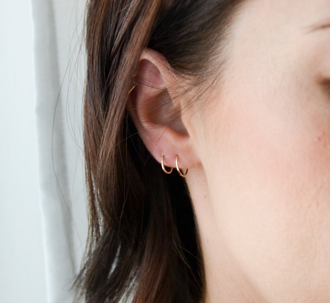 14k Gold Filled Backless Tiny Hoop Earrings - Baby Hoops for Girls ...