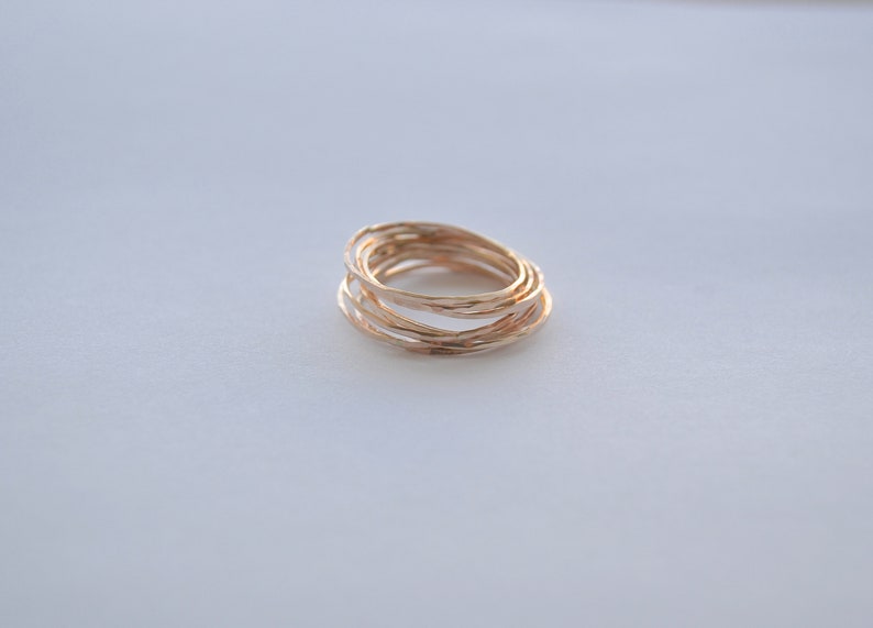 14k Gold-Filled Stacking Rings Thin Textured Gold Ring Set | Etsy