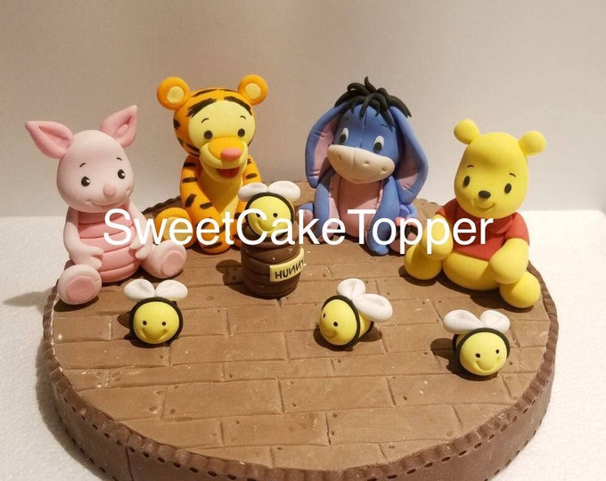 Pooh and Friends Inspired Fondant Cake Topper - 1 Set - Etsy