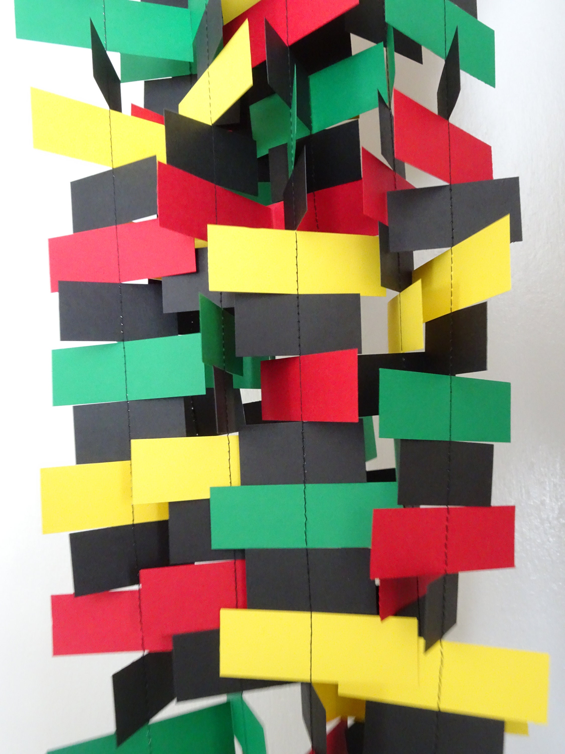 Rasta/ Birthday Party Rectangle Paper Garland - 5 Foot Strand - Black ...