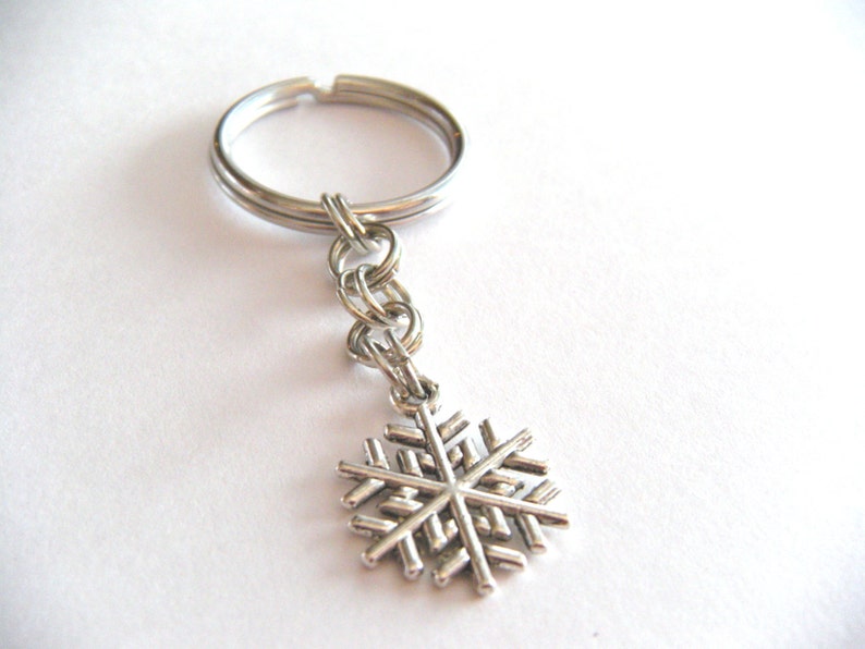 Metal Snowflake Keychain Winter Keychain - Etsy