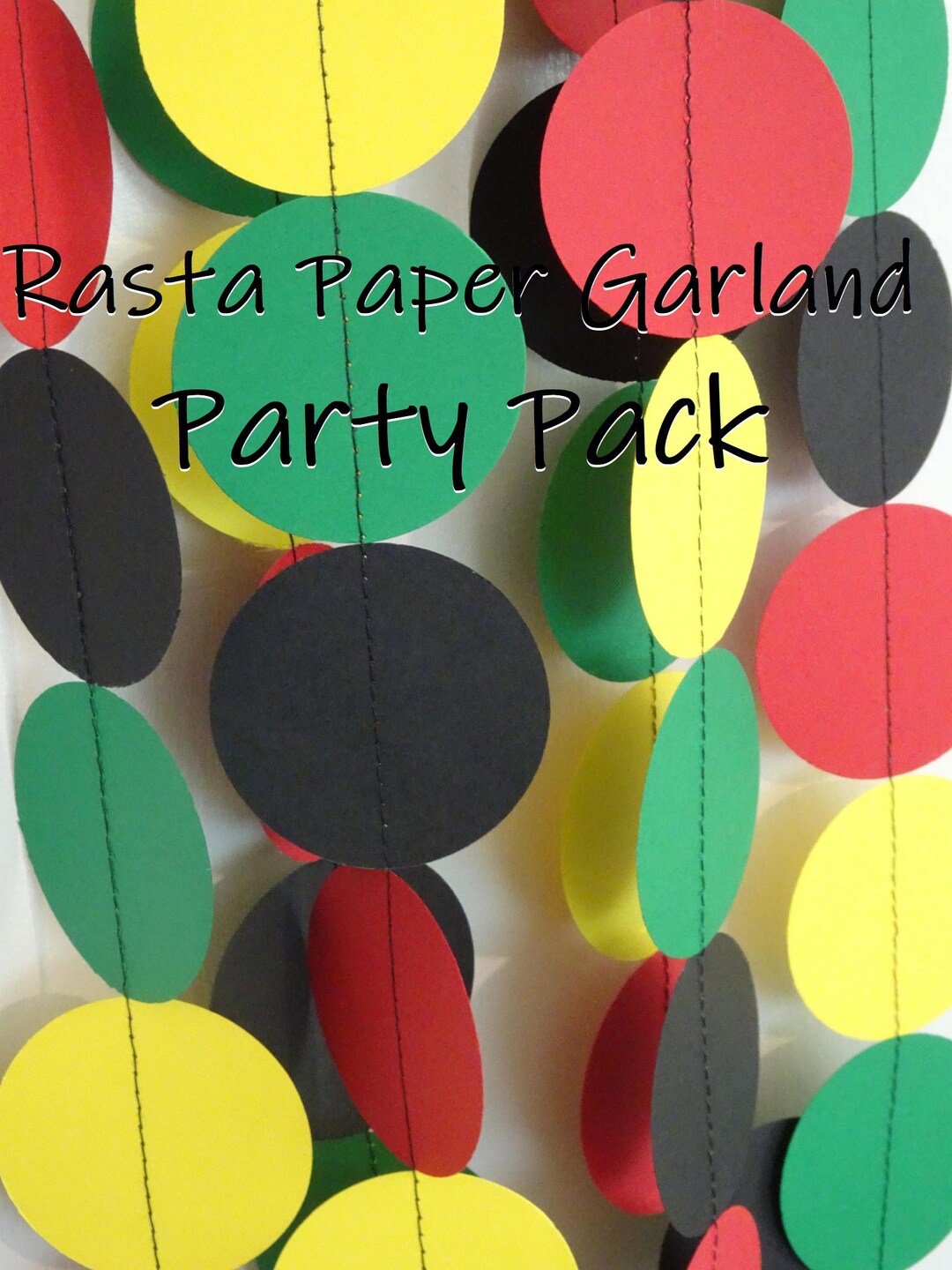 Rasta/ Birthday Party Paper Garland Party Pack - Black, Red, Yellow and ...