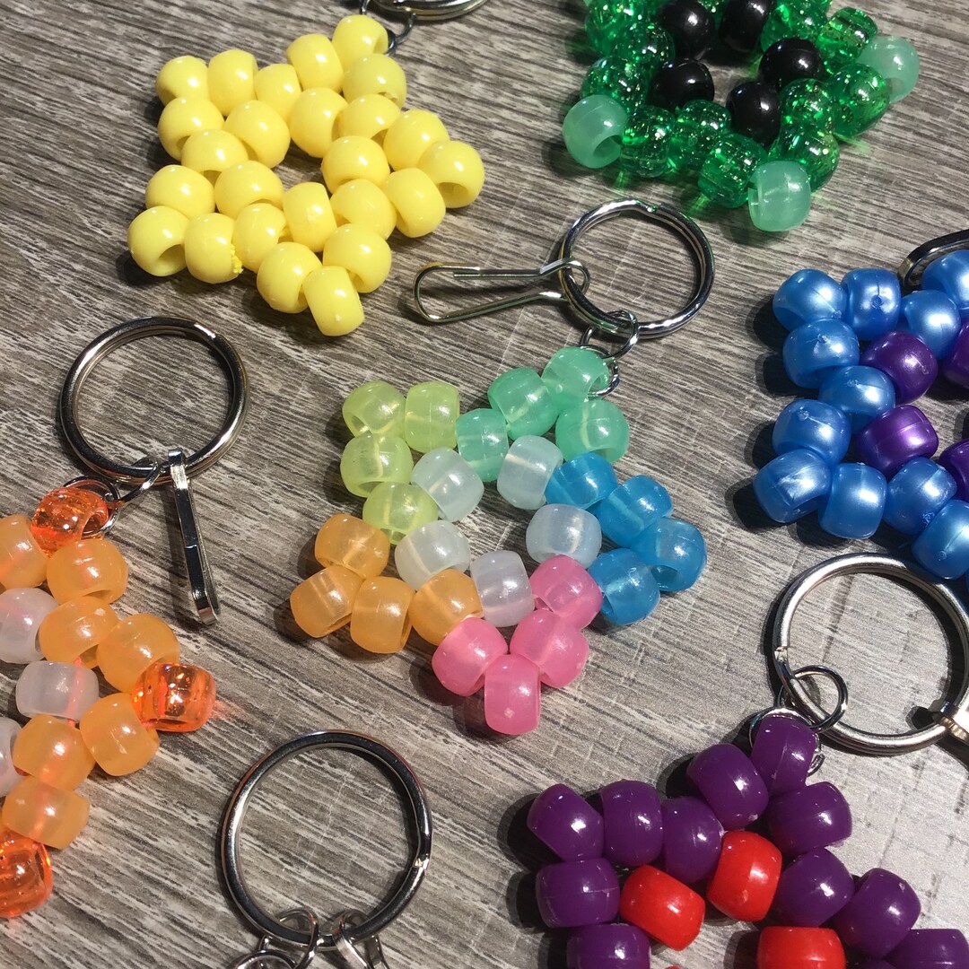 Kandi Star Keychain Set - Rainbow Key Chain Sets - Trinket Trading - Etsy