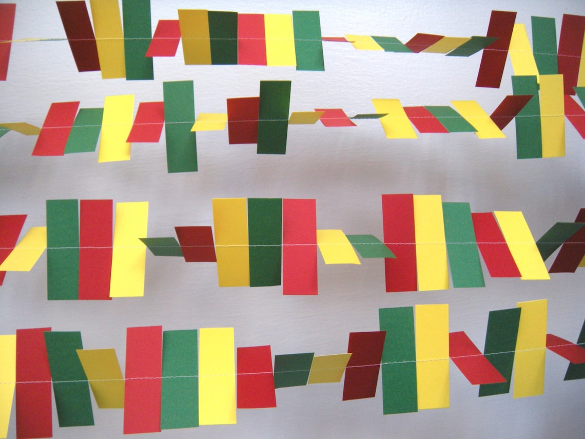 Rasta/ Birthday Party Rectangle Paper Garland 5 Foot Strand - Etsy