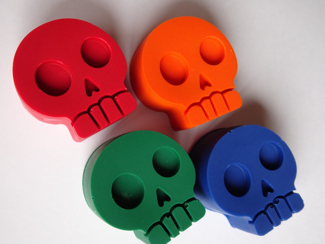 12 Skull Crayons Red Orange Green and Blue Pumpkin - Etsy