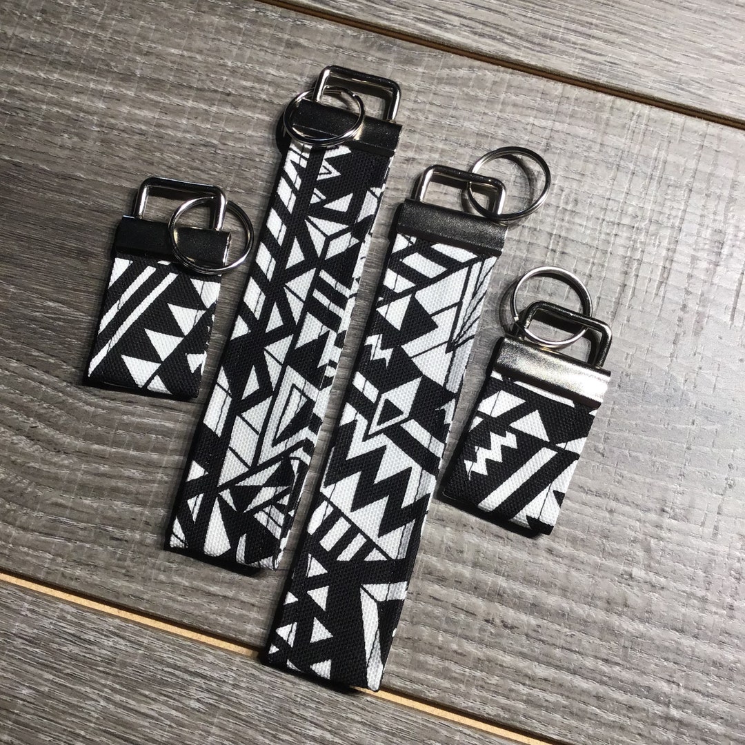 Black and White Key Fobs - Monochromatic Keychain - Fabric Wristlet - Etsy