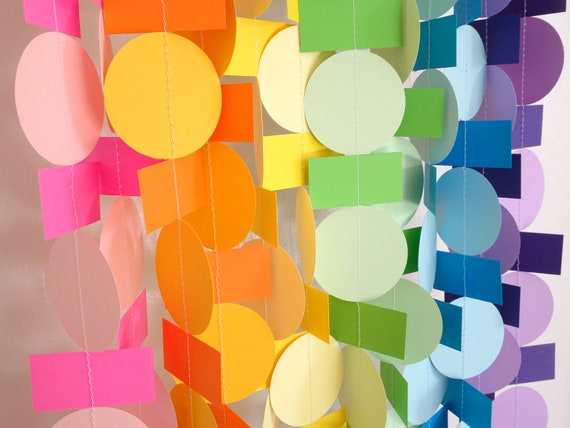 Birthday Party Circle and Rectangle Paper Garland 5 Foot | Etsy