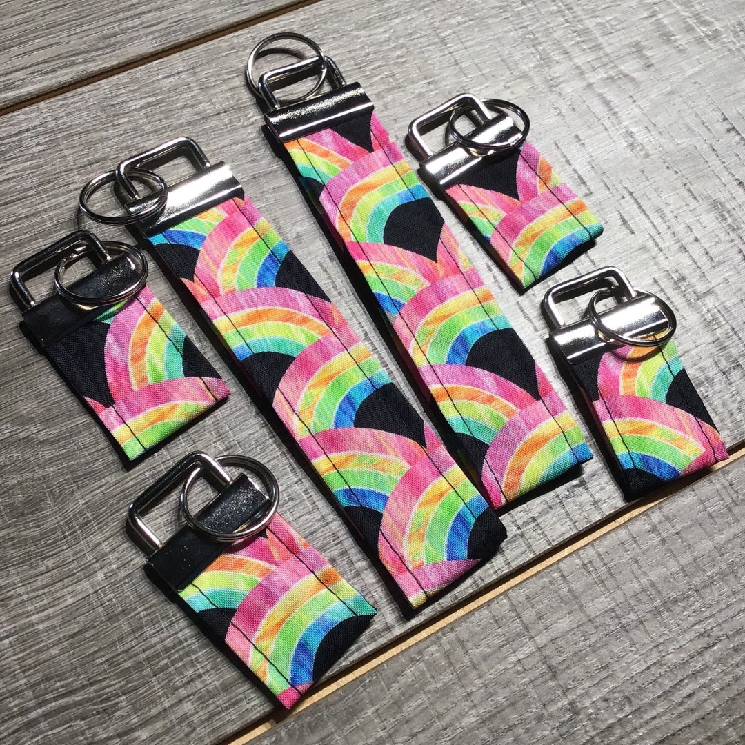 Rainbow Key Fobs - Rainbowcore Keychain - Fabric Wristlet - Etsy