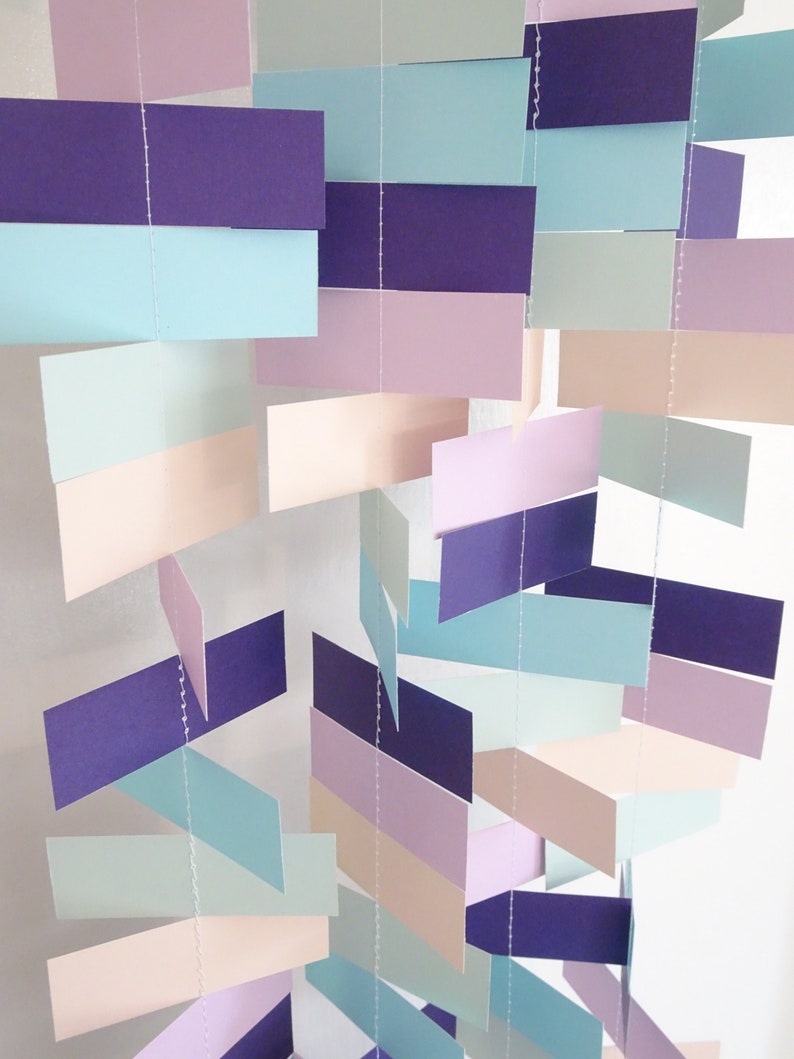 Birthday Party Rectangle Paper Garland Heavenly Hues - Etsy