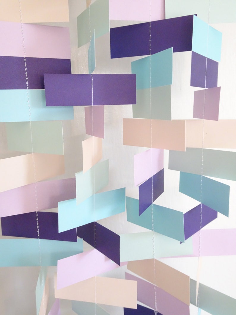 Birthday Party Rectangle Paper Garland Heavenly Hues - Etsy