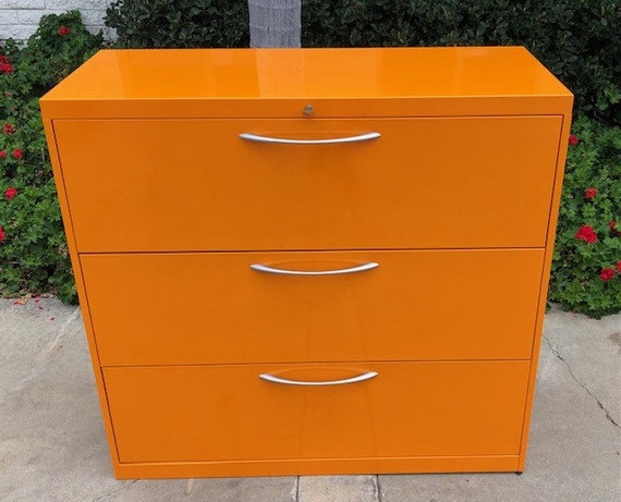 Vintage 3 Drawer Steel Lateral File Cabinet Etsy
