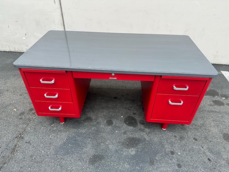 Vintage Red Frame Mcdowell & Craig Tanker Desk - Etsy
