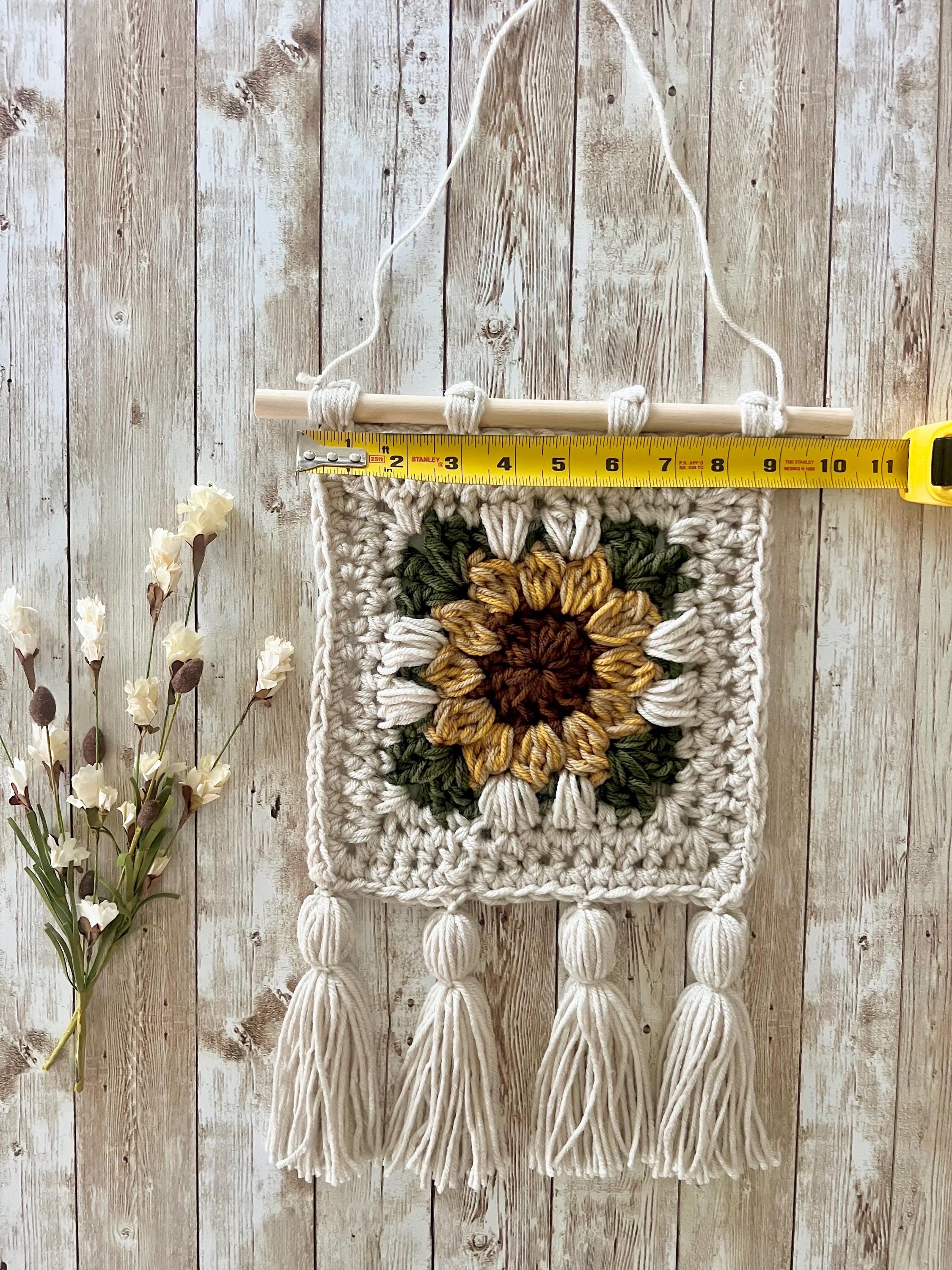 Crocheted Flower Wall Hanging, Handmade Fiber Art - Etsy
