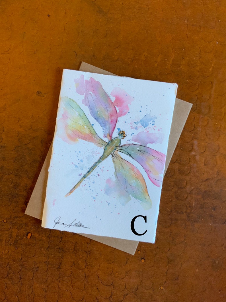Dragonfly Art/watercolor Card/5x7 Watercolor/hand Painted Card ...