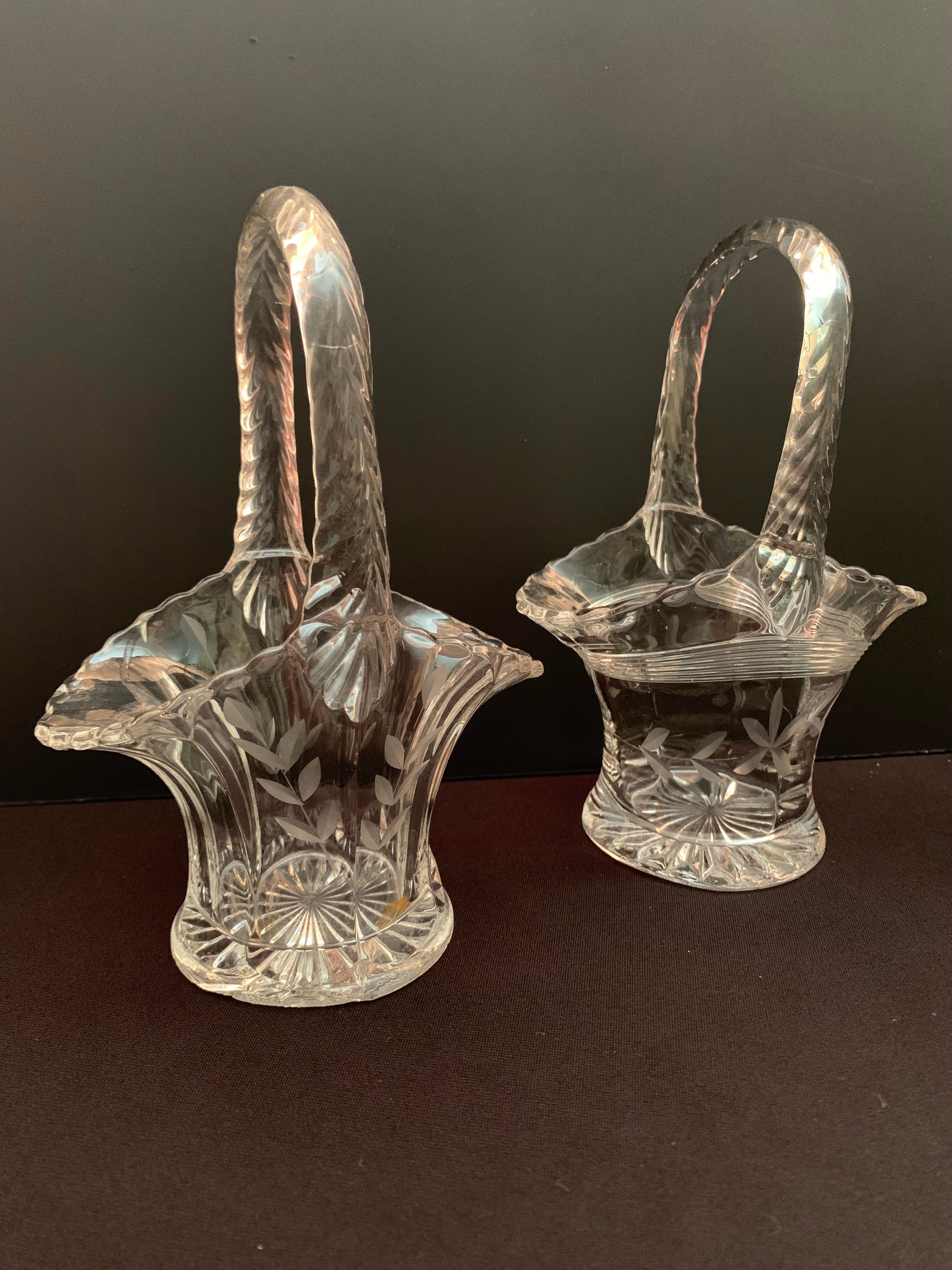 Vintage Glass Baskets - Etsy
