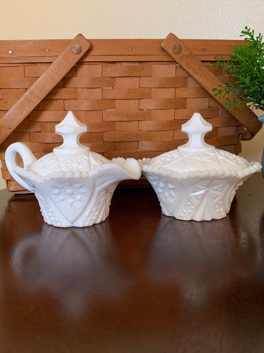 Kemple Yutec Milk Glass Creamer and Sugar Set - Etsy