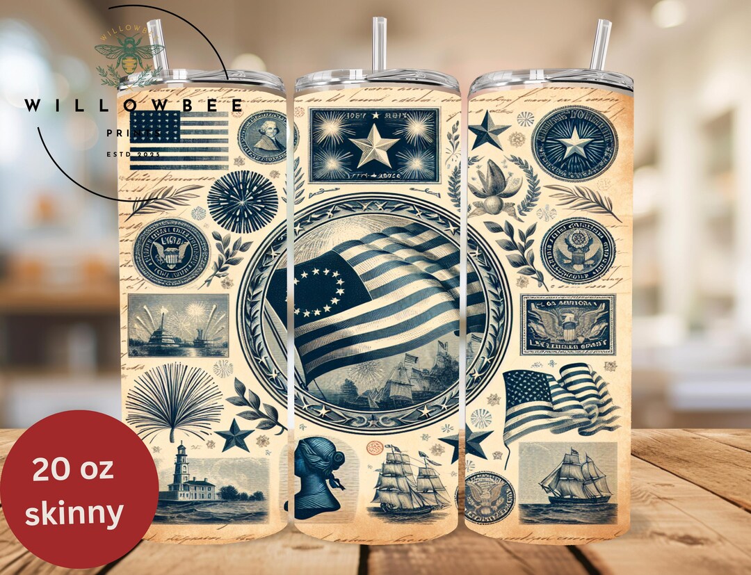 USA 250th Anniversary Tumbler Wrap | Patina Blue Patriotic Design ...