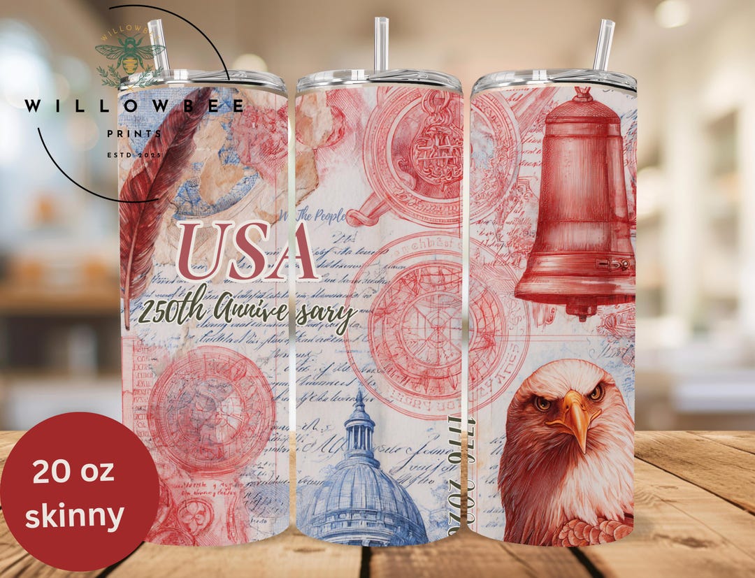 USA 250th Anniversary Tumbler Wrap | Patina Blue Patriotic Design (PNG ...