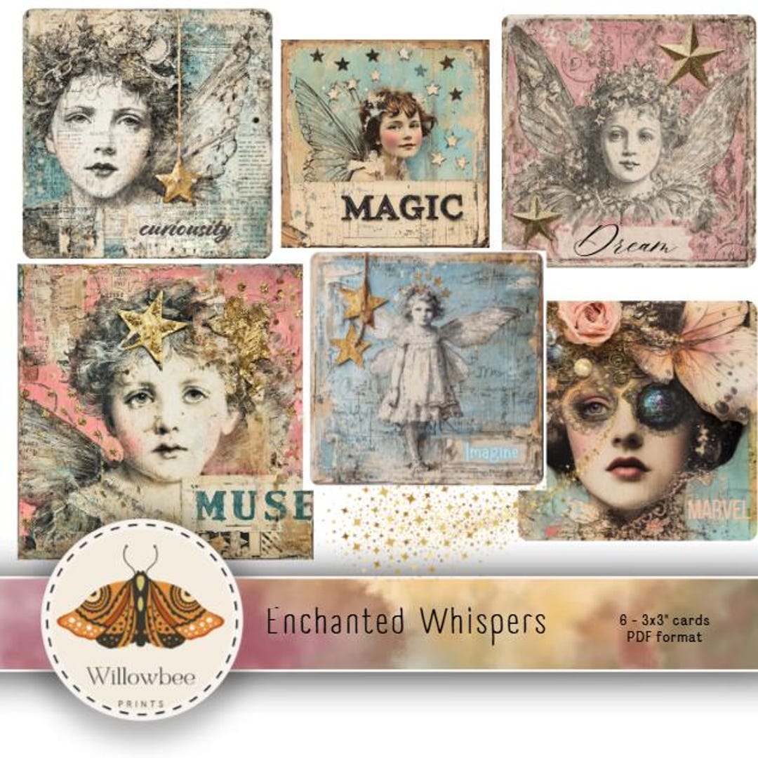 Enchanted Angel Child Collage Cards: Printable Junk Journal Ephemera ...
