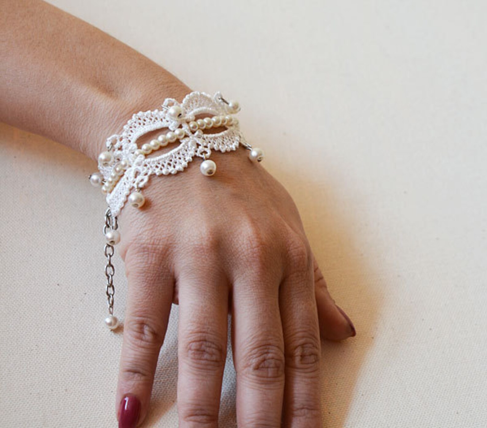 Pearls Lace Wedding Cuff Bridal Pearl Cuff Wedding Ivory - Etsy