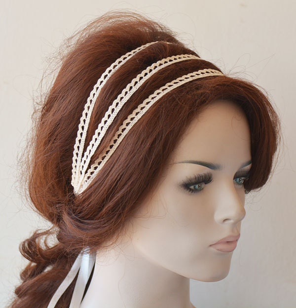 Lace Wedding Headband Lace Bridal Head Piece Triple Lace | Etsy