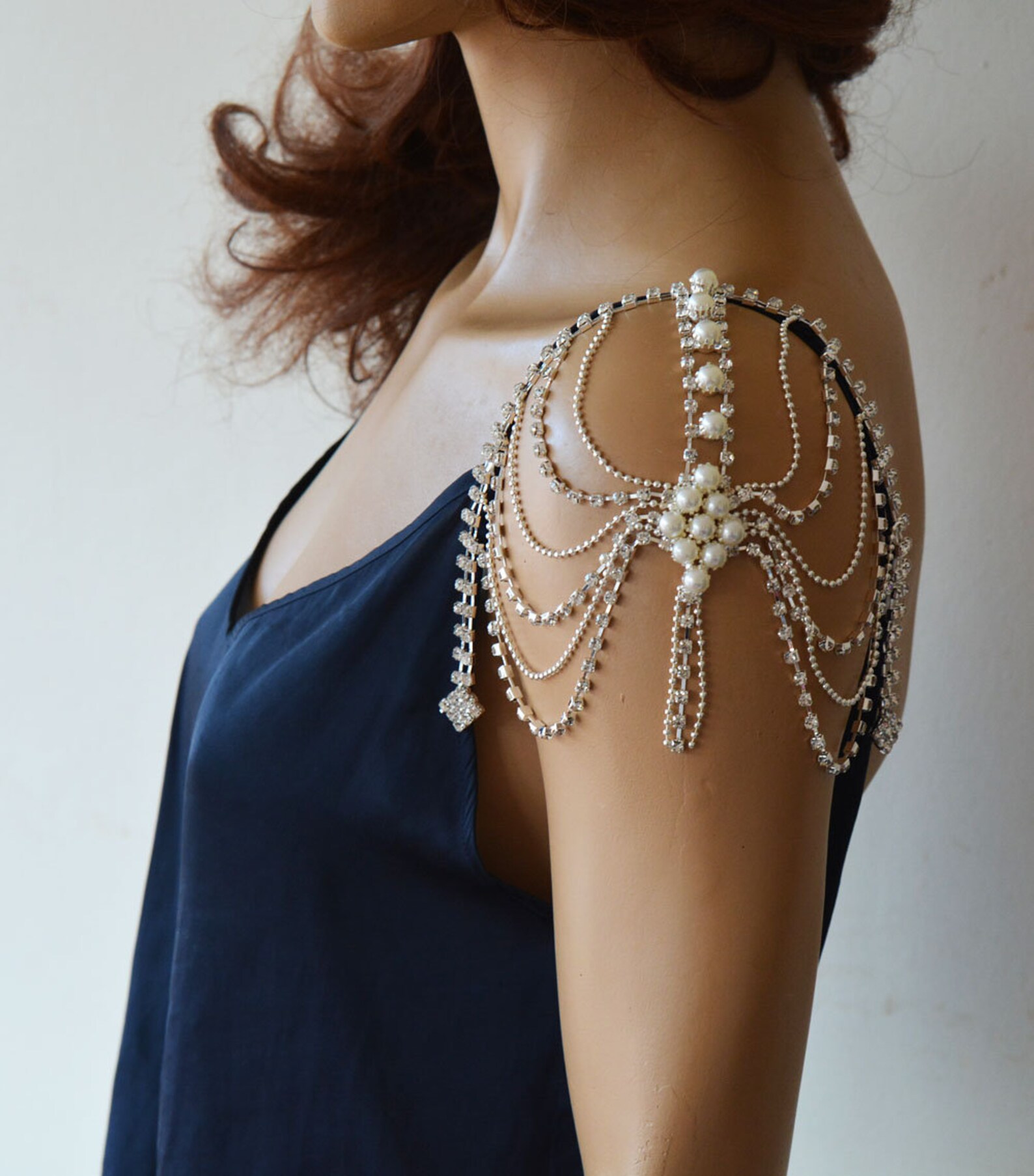 Pearl and Rhinestone Detachable Strap Crystal Bridal Dress - Etsy