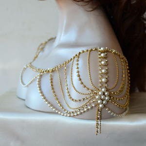 Wedding Shoulder Necklace, Gold Bridal Shoulder Jewelry for Wedding ...