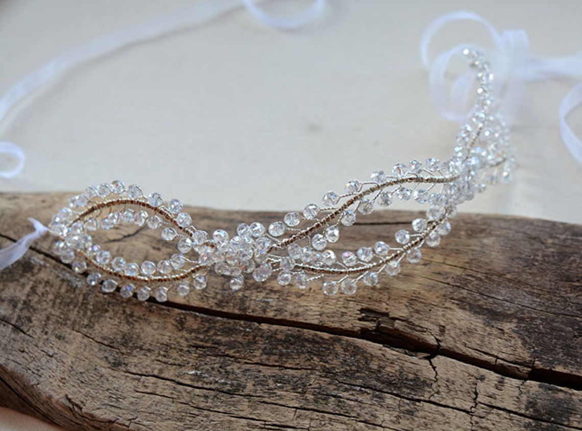 Crystal Bead Bridal Hair Tiara, Wedding Hair Accessories - Etsy