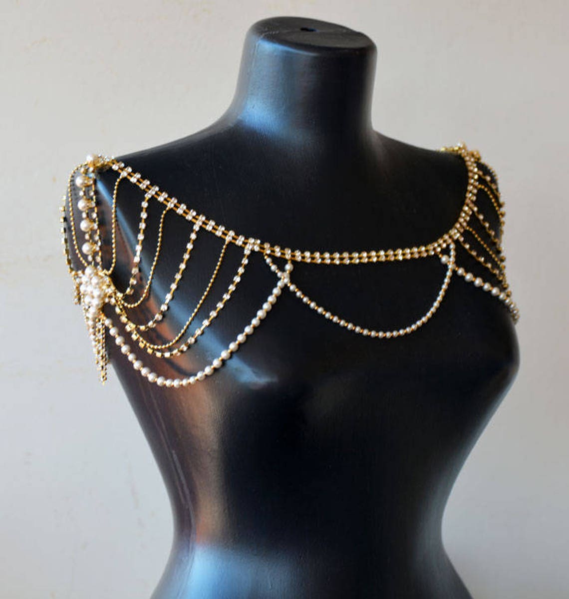 Wedding Shoulder Necklace Gold Bridal Shoulder Jewelry for | Etsy