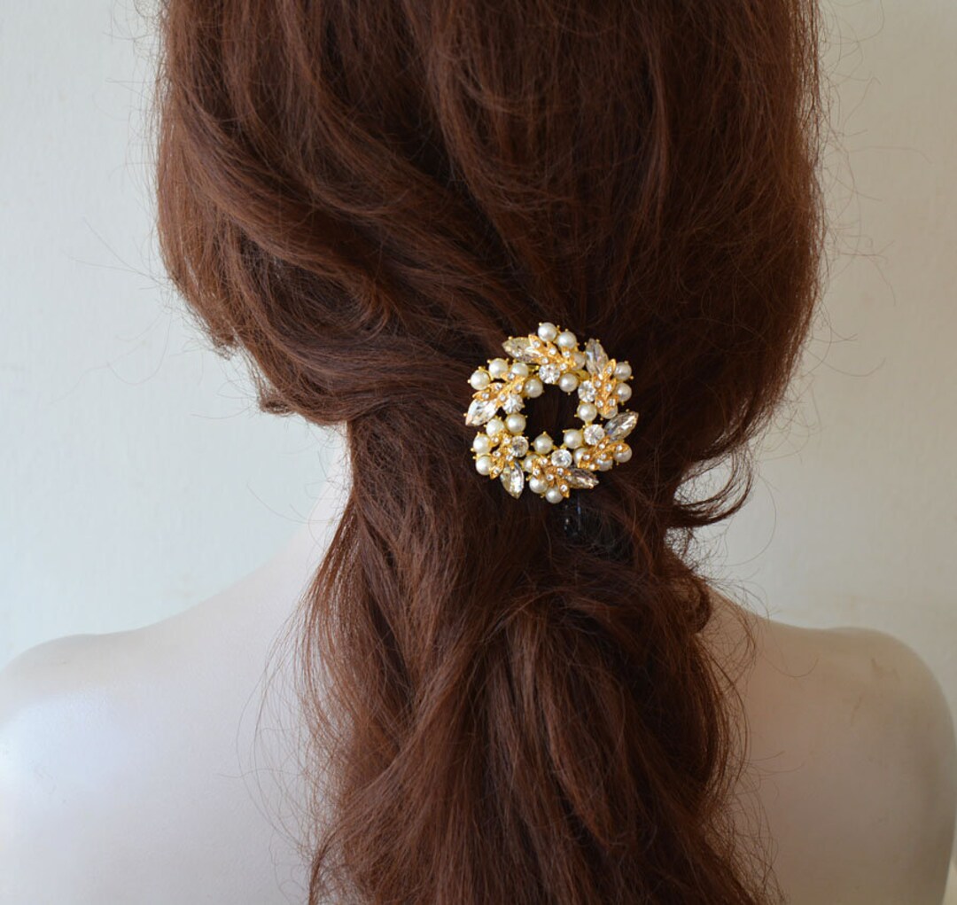 Gold Hair Comb Brooch, Wedding Rhinestone Hair Clip, Bridal Hair Clip ...