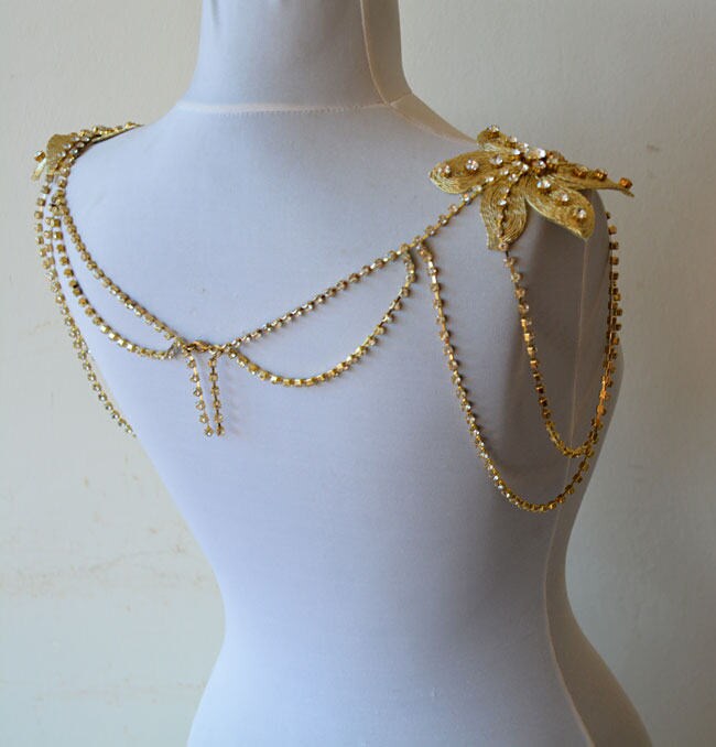 Wedding Dress Gold Shoulder Wedding Shoulder Jewelry Gold | Etsy