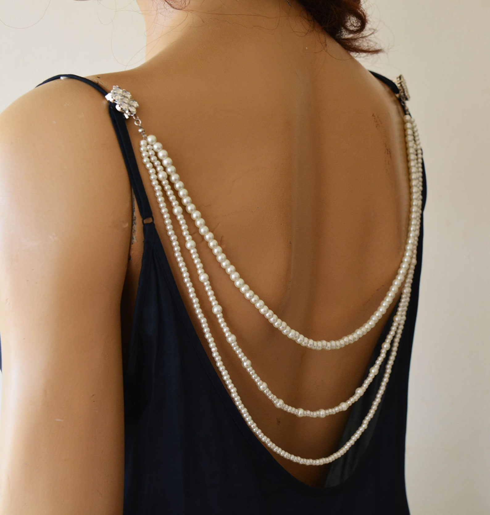 Pearl Back Jewellery, Wedding Back Drape Necklace, Bridal Back Necklace ...