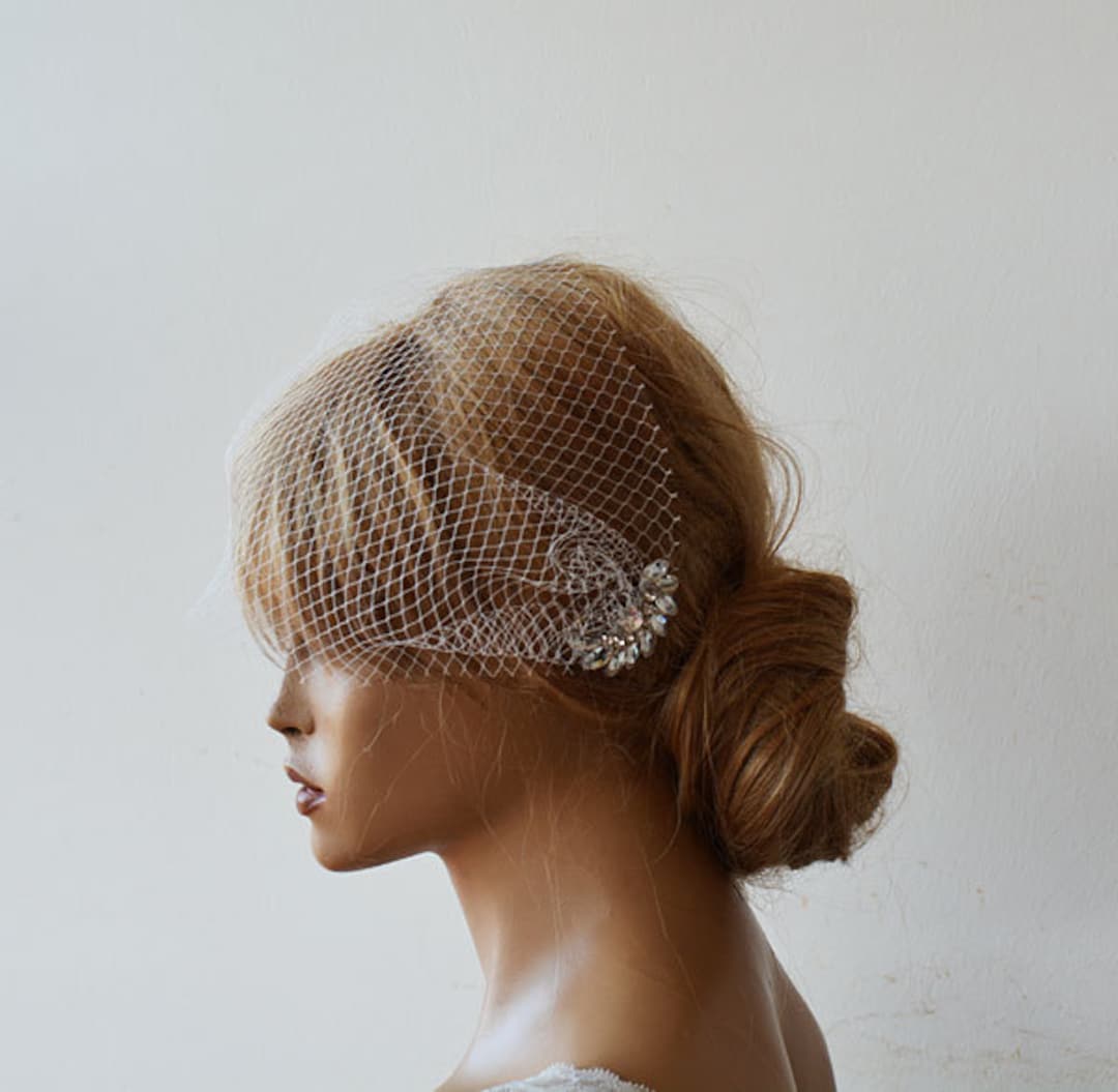 Bandeau Birdcage Veil for Wedding, Bridal off White Bird Cage Veil - Etsy