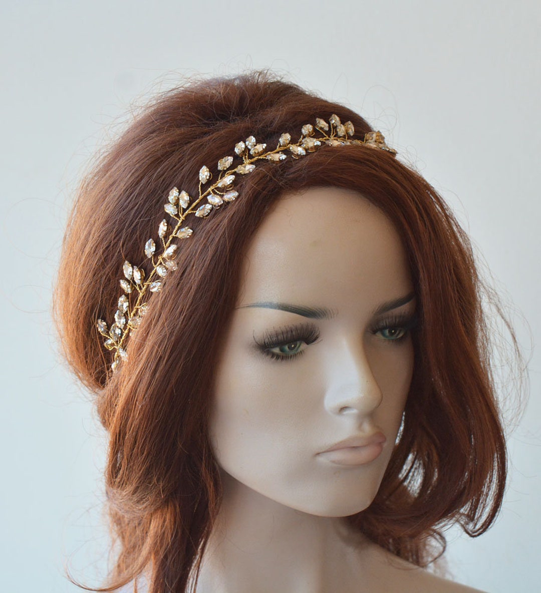 Gold Crystal Wedding Hair Accessories for Bride, Bridal Elegant Hair ...