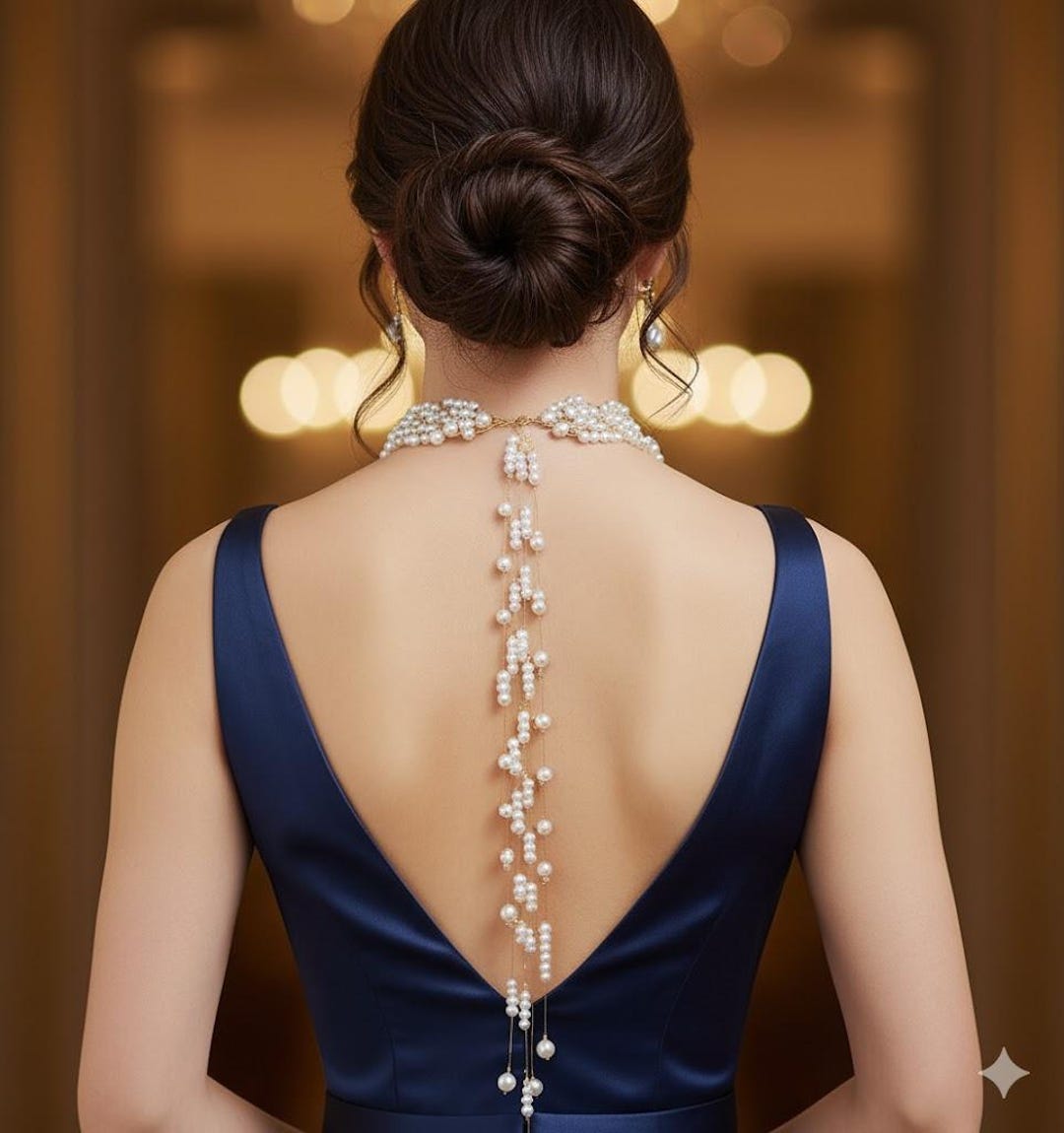 Pearl Bridal Back Necklace: Elegant Dress Attachment - Etsy
