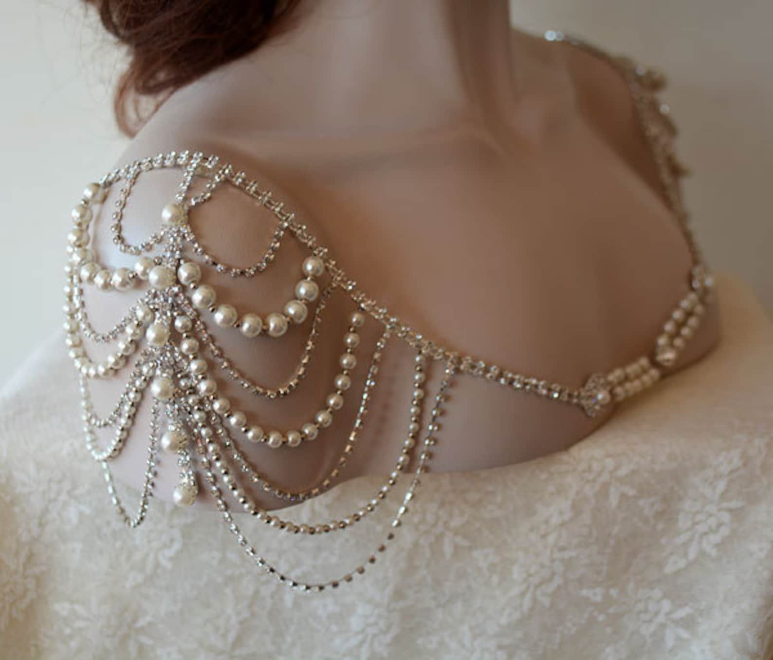Wedding Shoulder Necklace Pearl Shoulder Jewelry for Bridal | Etsy