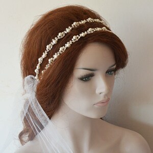Pearl Bridal Headpiece Pearl Double Wedding Headband Wedding - Etsy