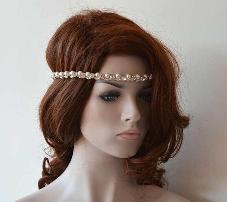 Wedding Headband Rhinestone And Pearl Headbands Bridal Etsy