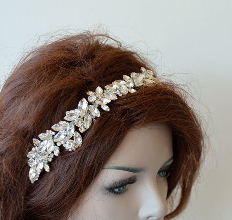 Bridal Silver Rhinestone Headband Wedding Headpiece Wedding Etsy