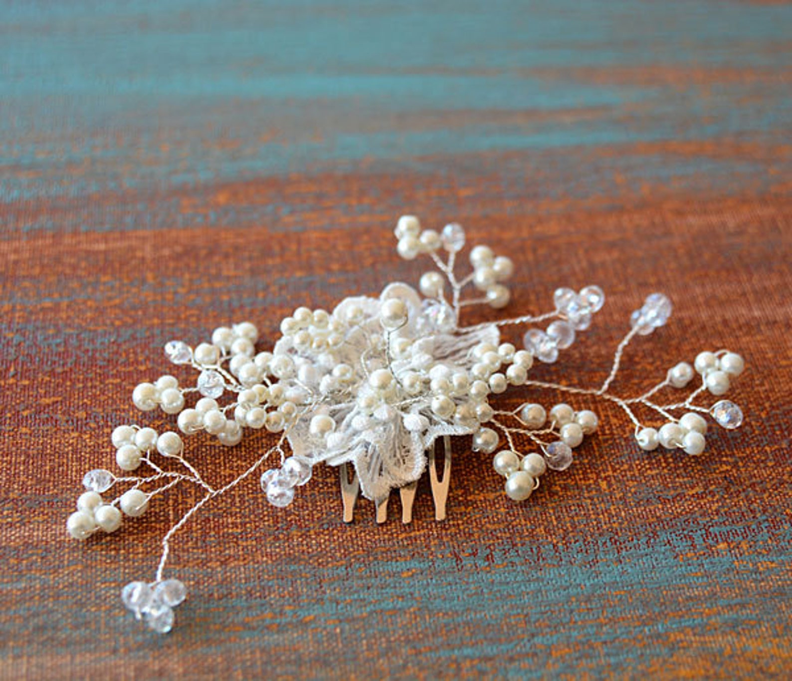 Bridal Hair Lace Comb Wedding Lace Pearl Comb Wedding Lace - Etsy