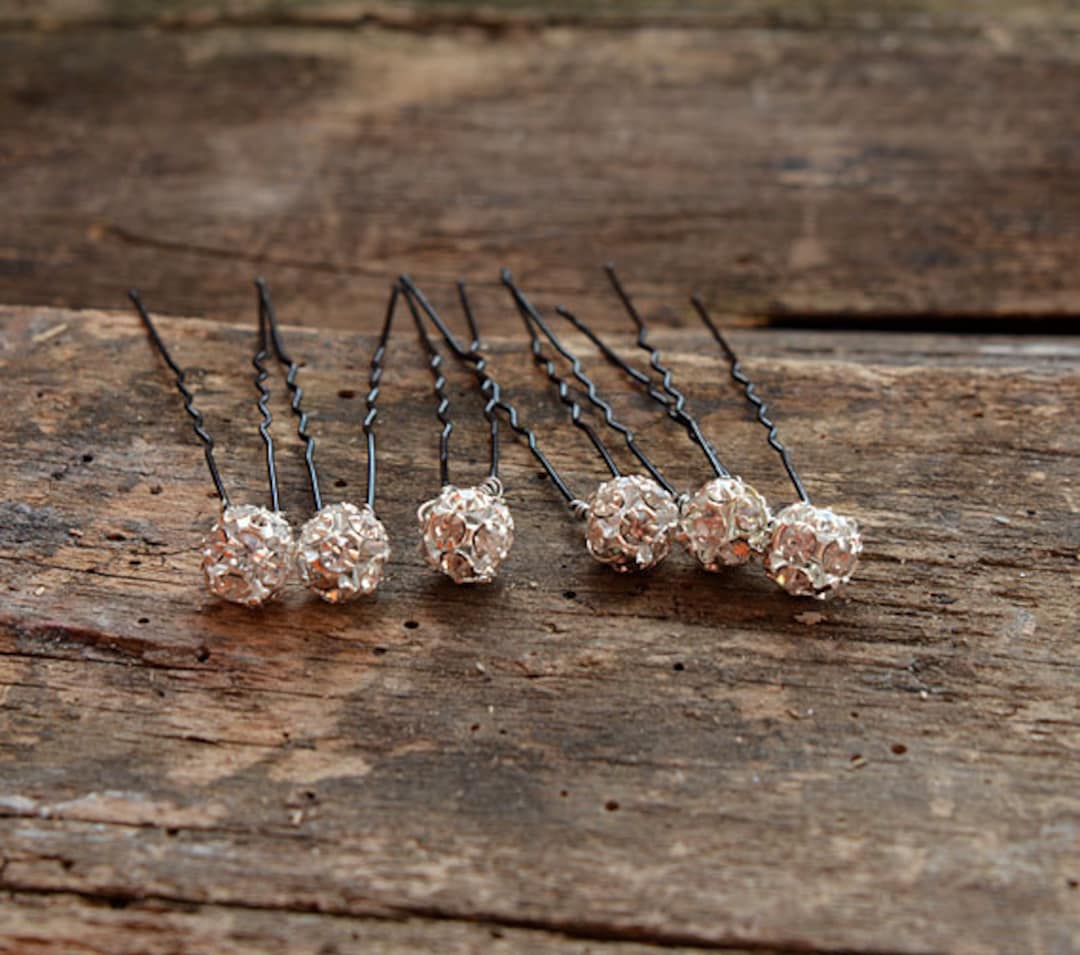 Silver Rhinestone Wedding Hair Pins, Prom Hair Accessories Set of 6 - Etsy