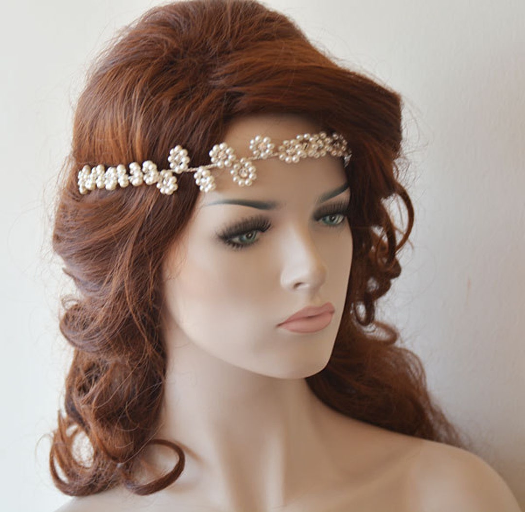 Vintage Style Pearl Bridal Headband Headpiece for Wedding - Etsy
