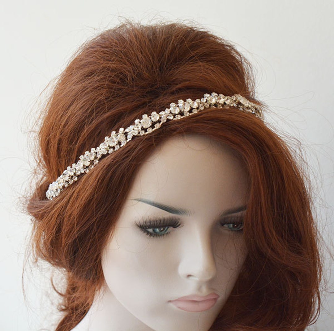 Rhinestone Headband Wedding Headpiece Bridal Crystal Hair Etsy