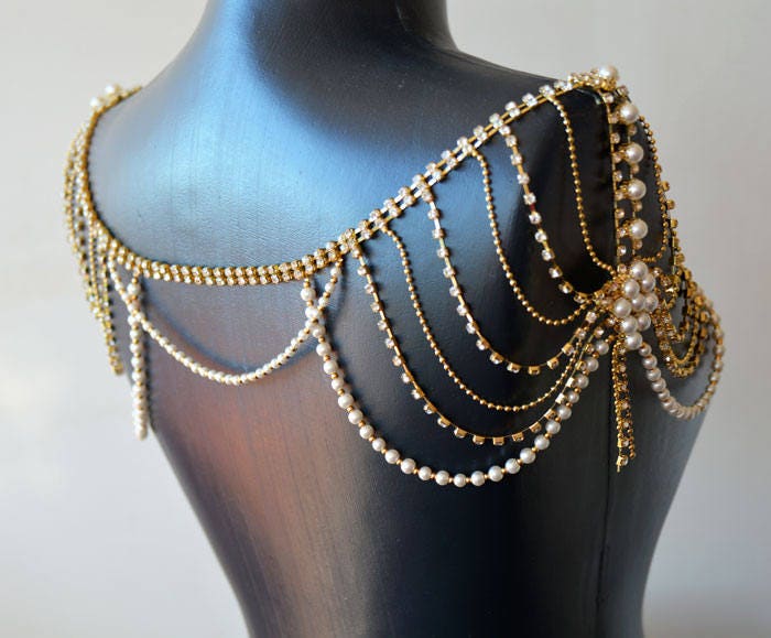 Wedding Shoulder Necklace Gold Bridal Shoulder Jewelry For | Etsy
