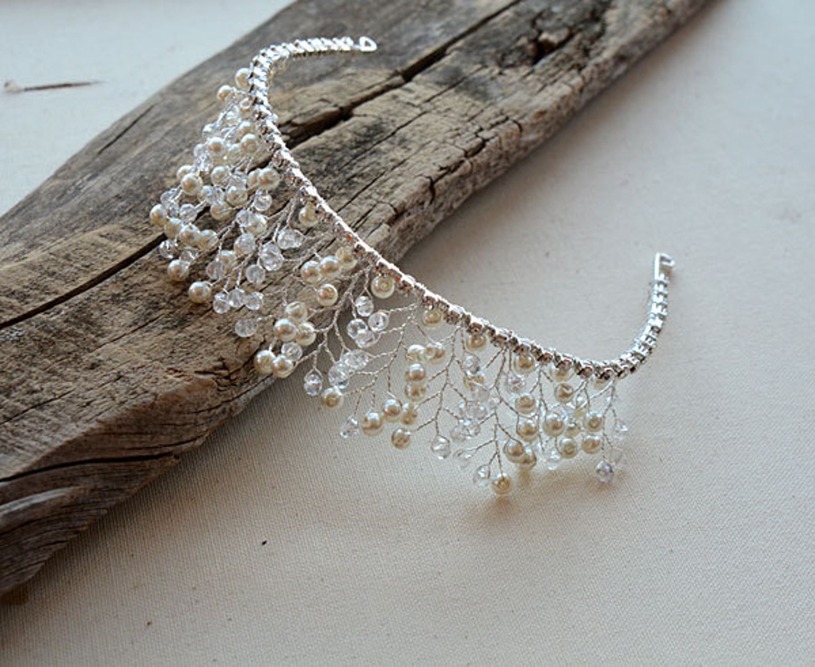 Bridal Tiara Pearl Wedding Tiaras Crystal Wedding Hair | Etsy